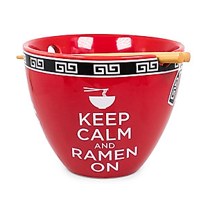 Boom Trendz Bowl Bop Keep Calm And Ramen On Japanese Dinner Set | 16-Ounce Bowl, Chopsticks