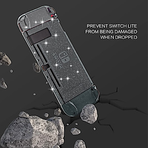 HEATFUN Glitter Case for Nintendo Switch, Protective Case for Nintendo Switch with a Tempered Glass Screen Protector and 6 Joy Stick Covers, Fit into The Dock Station - Black