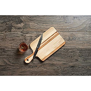 Labell Wood Cutting Boards - Medium Canadian Maple Chopping Board with Handle for Meats, Vegetables, Fruits, and Cheeses - Paddle Board Perfect for Carving, Serving, and Charcuterie (8" x 16" x 0.75")