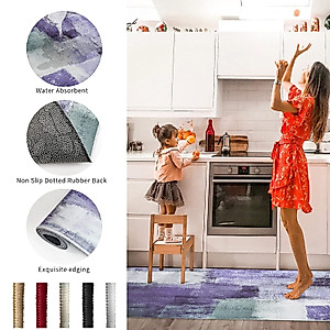 Purple Kitchen Rug, Purple Abstract Art Kitchen Rugs, Kitchen Mats for Floor, Kitchen Organization Non-Slip Kitchen Mat, Anti-Fatigue Mat Home Decor Kitchen Floor Mats, Purple Kitchen Decor Runner Rug