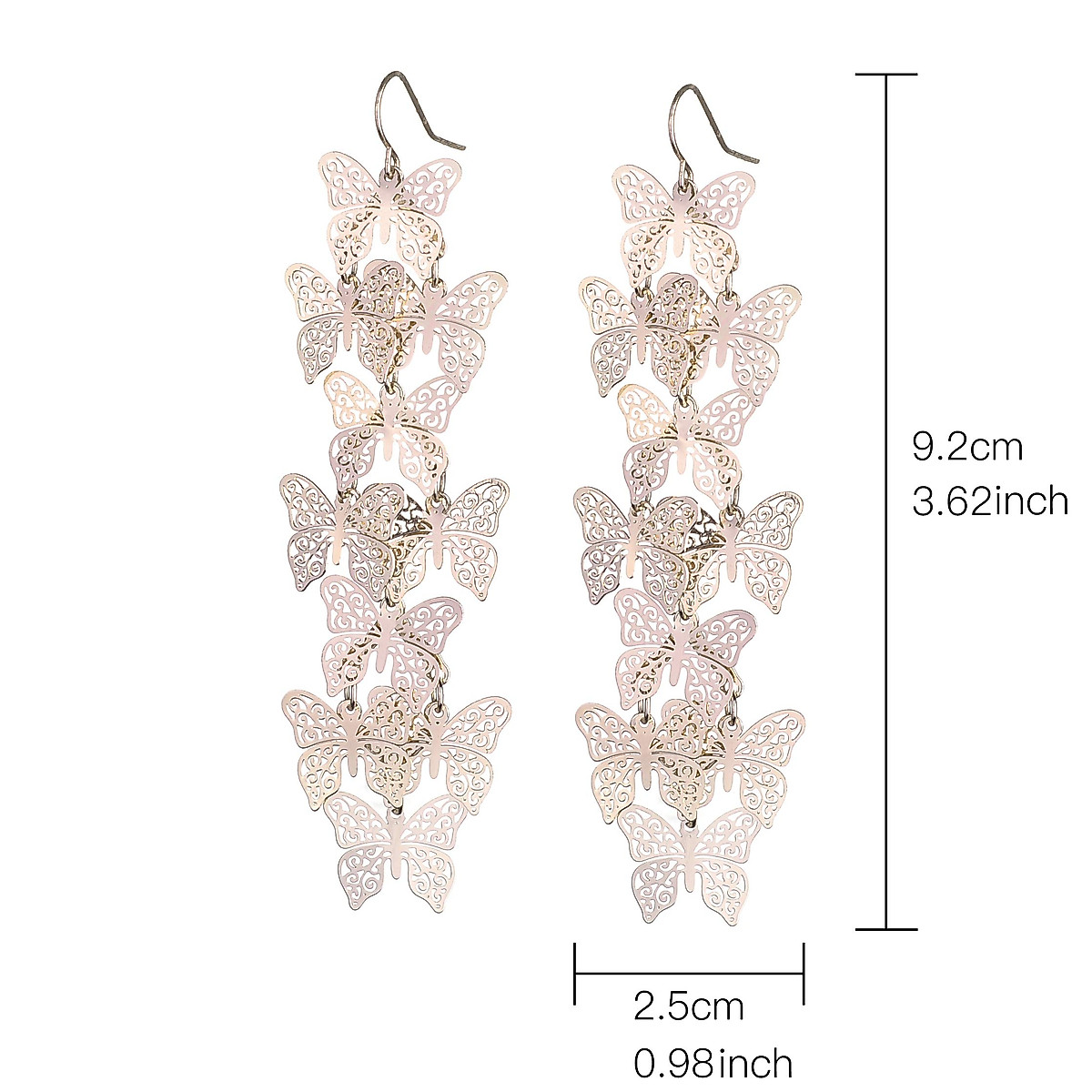 Nicole Miller New York Rosegold Casted Cutout Layered Butterfly Fashion Dangle Earrings