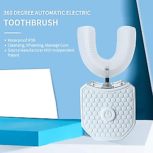 Magentak Automatic Electric Toothbrush for Adults, 360 Degree Electric Toothbrush, Electric Travel U Shape Toothbrush, White