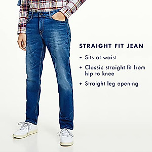 Tommy Hilfiger mens Thd Straight Fit Jeans, Dark Wash, 34W x 32L US