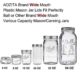 [10 Pack] WIDE Mouth Mason Jar Lids for Ball, Kerr and More - White Plastic Storage Caps for Mason/Canning Jars - Leak-Proof