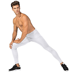 WRAGCFM Compression Pants Men,Tights for Men Running Workout Basketball Athletic Sports Leggings Compression Tights with Pockets White,S