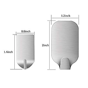 Adhesive Hooks Hat Hooks Rack for Wall Mounted Hangers 304 Stainless Steel Waterproof Stick on Hooks Durable 16-Pcs Nail Free Ultra Strong Stainless Steel Waterproof Hangers for Kitchen