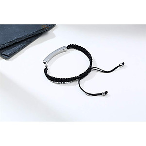 MEALGUET Personalized Customized Stainless Steel Cremation Urn Bracelet ID Bar Braided Bracelet for Ashes Holder Keepsake Locket for Women Men