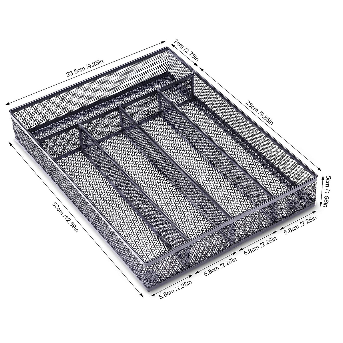 WuGeShop Kitchen Utensil Organizer,Cutlery Holder Organizer in Drawer for Flatware,Utensil Storage Flatware Tray with Anti-slip Mats(Black)