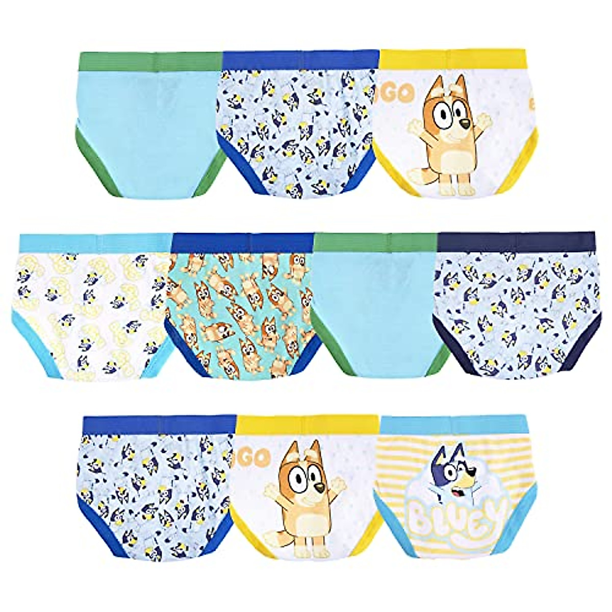 Bluey Boys' Amazon Exclusive Pack 10-PK of 100% Combed Cotton Underwear, Sizes 2/3T, 4T, 4, 6, and 8, Bluey10pk