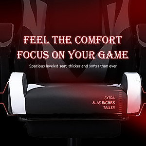 anjsindra Gaming Chair with Footrest Ergonomic Video Game Chairs Adjustable Headrest Lumbar Support High Back PU Leather Racing Style Office Computer Chair for Adults (Black+White)