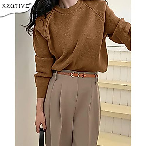 XZQTIVE 4 Pieces Women Thin Leather belt for Dress Pant Jeans Short Skinny Waist Belts With Gold Circle Buckle