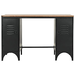 YUHI-HQYD Double Pedestal Desk,Secretary Desk,Studio Desk,Home Office Desks,with 2 Large Cabinets,Easy to Assemble,for Office or Home Study,Solid Firwood and Steel 47.2"x19.6"x29.9"