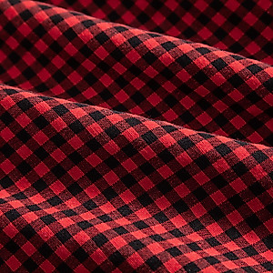 Manwan walk Men's Plaid Button Down Shirts Slim Fit Long Sleeve Casual Business Shirts Red/Black XL