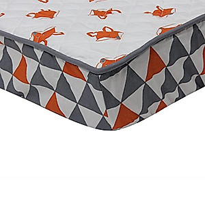 Bacati - Playful Foxes Orange Changing Pad Cover (Orange/Grey Fox with Triangles in Gussett)