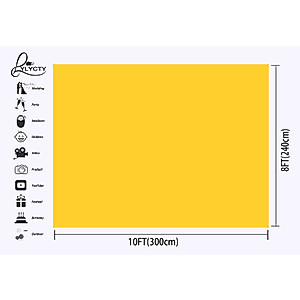 LYLYCTY Yellow Non-Woven Fabric Backdrop 10x8ft Solid Color Photography Background Studio Photo Props with 4X Spring Clamps,6X Clips