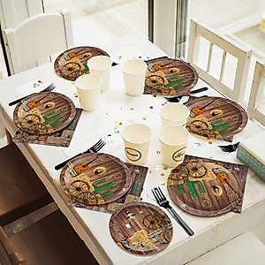 Tevxj 96PCS Western Tableware Set Cowboy Paper Plates Cowboy Themed Party Plates Napkins Forks for Baby Shower Birthday Party Decorations Supplies 24 Guests