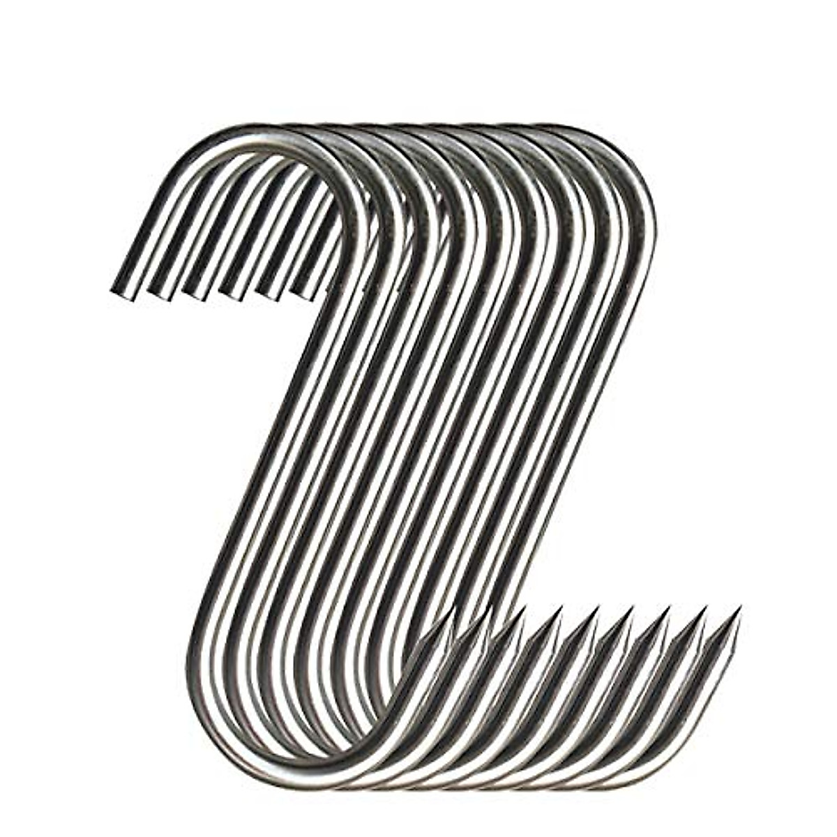 Meat Hooks 20Pcs,Premium Butcher's Hook,Stainless Steel Wall S-Shaped Hooks–for Hot and Cold Smoking,Stainless Steel Meat Hook, Chicken Hunting Smoking Ribs(13cm,Pack of 20) (20PACK Meat Hooks)