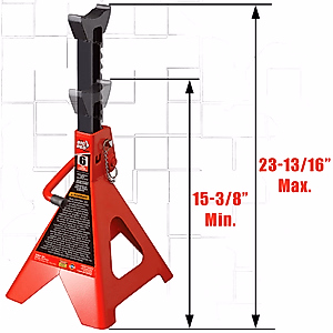 BIG RED T46002A Torin Steel Jack Stands: Double Locking, 6 Ton (12,000 lb) Capacity, Red, 1 Pair