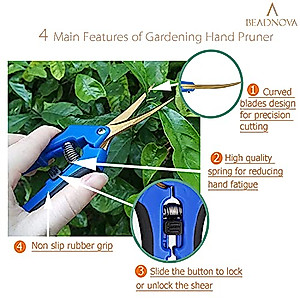 BEADNOVA Trimming Scissors Pruning Scissors Bud Trimming Scissors with Curved Precision Blades Weed Flower Bonsai Trimming Shears for Plant Garden Floral (Blue, 2 pcs)