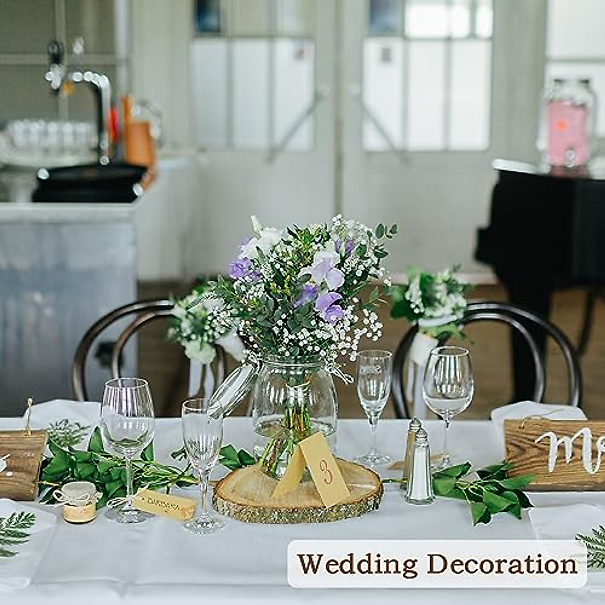 Pllieay 8Pcs 12-13 Inch Wood Slices, Natural Wood Slices for Centerpieces Large Unfinished Round Wood Pieces for Ornaments, Wood Circles for Wedding, Table Centerpieces Decor and Other DIY Crafts