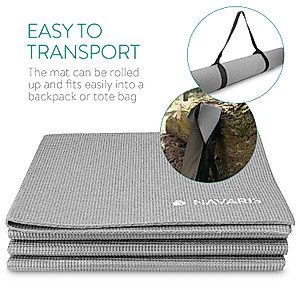 Navaris Foldable Yoga Mat for Travel - 1/8 inch (4mm) Thick Exercise Mat for Yoga, Pilates, Workout, Gym, Fitness - Non-Slip Folding Thin Portable Mat