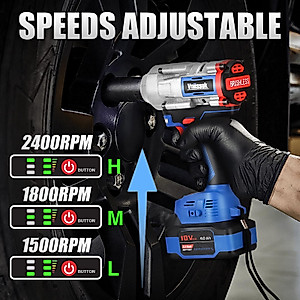 Vniissok Cordless Impact Wrench, 1000N.m(740ft-lbs) High Torque Brushless Impact Gun with 2 x 4.0Ah Batteries, Electric Impact Driver for Car Tires Truck Mower
