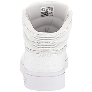 adidas Women's Hoops 3.0 Mid Basketball Shoe, White/White/Dash Grey, 8