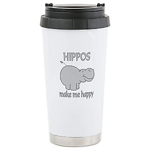 CafePress Hippo Happy Stainless Steel Travel Mug Stainless Steel Travel Mug, Insulated 20 oz. Coffee Tumbler