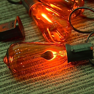 SUNSGNE Halloween Orange Flame Light Bulbs, 10-Pack E17 Flickering Flame Bulb ST40 Edison Flame Replacement Bulbs for ST40 String Lights Halloween String Lights, 1 Watt- E17 Intermediate Screw Base