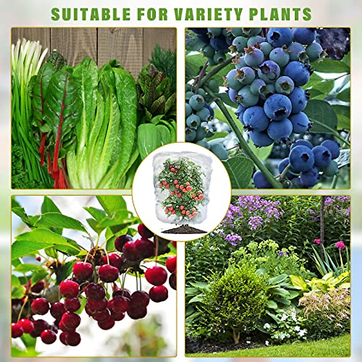 SATOCVAY Insect Bird Barrier Netting, 6 PCS Netting for Garden Protection with Drawstring, Plant and Fruit Tree Netting Barrier Bags, Durable Plant Cover for Plant, Fruit, Flower, Vegetable