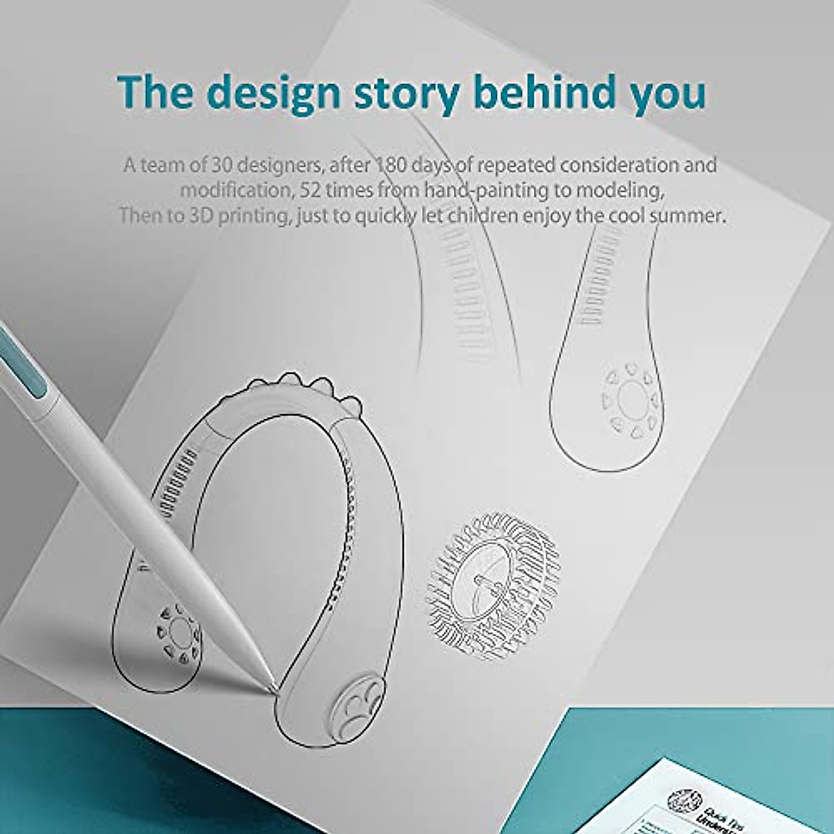 ICEBIRDS Portable Neck Fan for Kids 2021 New Bladeless Fan, USB Rechargeable Battery Operated Hanging Personal Mini Fan，Cartoon Headphone Design, Wearable Creative Leafless Fan，3 Speeds-Snow White