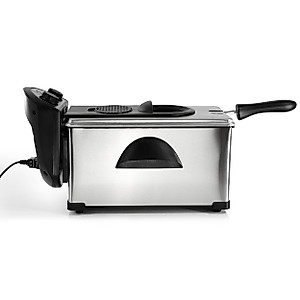 MegaChef Electric Oil Deep Fryer with Adjustable Temperature Control and Timer (3.17 Quart)