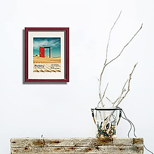 VIOLABBEY 11x14 Picture Frames Red Set of 4, Fits 8x10 Pictures with Mat or 11x14 Photos without Mat, Photo Frame with Real Glass, Vertical or Horizontal for Wall and Tabletop Display