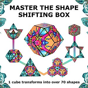 SHASHIBO Shape Shifting Box - STEM Magnetic Fidget Cube That Transforms Into Over 70 Shapes, Download Fun in Motion Toys Mobile App (Water Color)