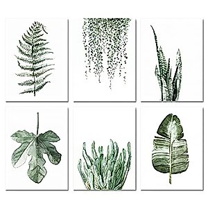 Plant Prints Unframed Posters Wall Art for Living Room Decor, 8x10 Poster Canvas Prints Set of 6, Botanical Prints Wall Art Leaf Posters Sage Green Decor