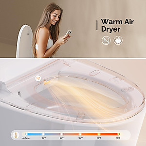 AKNIRL Smart Toilet Auto/Open Close Lid, Smart Bidet Toilet with Booster Pump, Auto Powerful Flush, Heated Seat,Warm Water, Air Dryer, Deodorization, Modern Smart Toilets for Bathrooms, White, Y001ZP