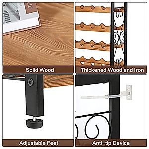 48 Bottles Floor Wine Rack with Wood Top, Freestanding Wine Bottle Organizer Shelf, Wobble-Free 8 Tier Wine Display Storage Stand for Kitchen Pantry, 25.2''L x 10.7''W x 47.2''H