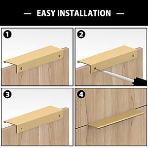 Peaha 10 Pack Kitchen Cabinet Handles 3 inch Matte Gold Pulls for Dresser Drawers Brushed Brass Door Edge Finger Pull Hardware