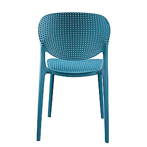 CozyBlock MESH Perforated Stackable Dining Chair for Both Indoor and Outdoor – Set of 2 (Teal Blue)
