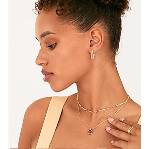 PAVOI Rhodium Plated 925 Sterling Silver Post Square Hoop Earrings | Geometric Rectangle Gold Hoop Earrings for Women