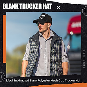 10 Pcs Sublimation Blank Trucker Hats Bulk Mesh Baseball Cap Polyester Mesh Trucker Hat for Men and Women (Black)