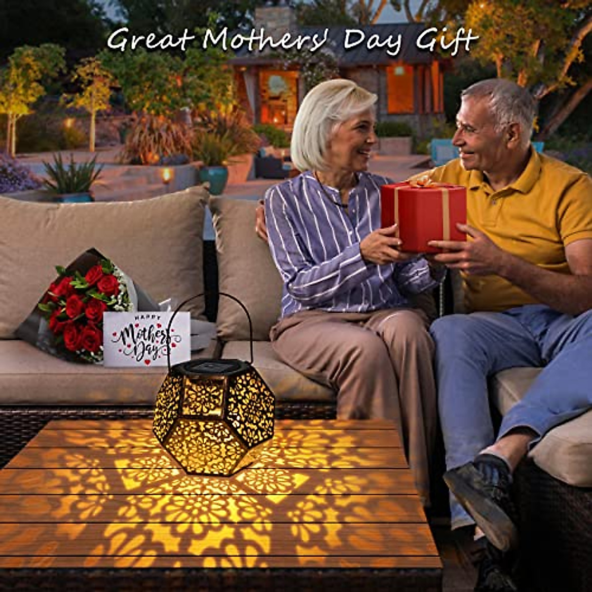 Solar Lantern Hanging Garden Outdoor Lights Metal Waterproof LED Table Lamp