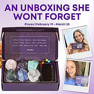KARMABOX Pisces Gifts for Women - Pisces Crystal Healing Stone Gift Set - 12 Zodiac Signs - Zodiac Gifts - Astrology Gifts for Women - Horoscope Gifts - Birthday Gifts for Women