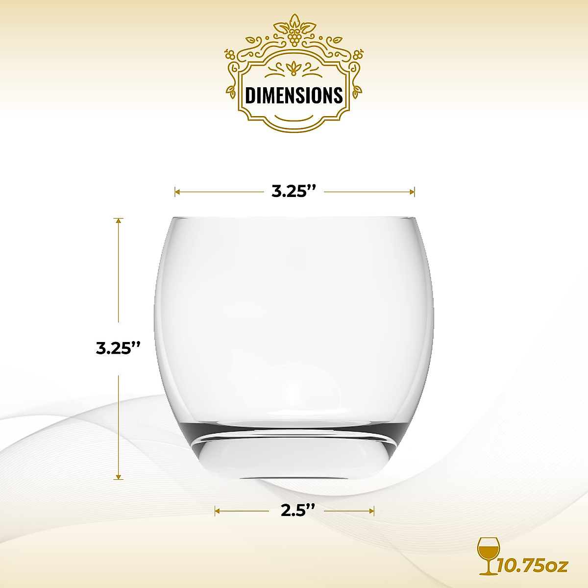 HISTORY COMPANY Original 1950s-Era “Roly Poly” Suburban Home Bar Whiskey Glass, 4.-Piece Set (Gift Box Collection)