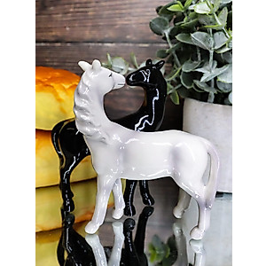 Ebros Adorable Love Locked White And Black Horse Valentines Twin Salt Pepper Shakers Set Fun Kitchen Dining Ceramic Magnetic Decor Figurines With Rustic Cowboy Horses Steeds Jockeys Animal Farmland