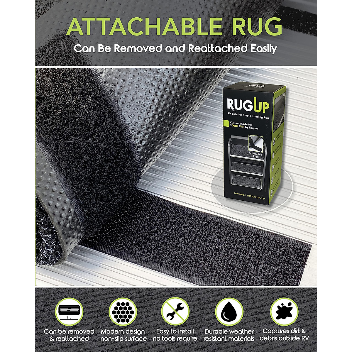 Trailersphere RUGUP for Lippert Solid Step and MORryde Step Above (1-Rug MORryde Step Above, 19" * 9.5")