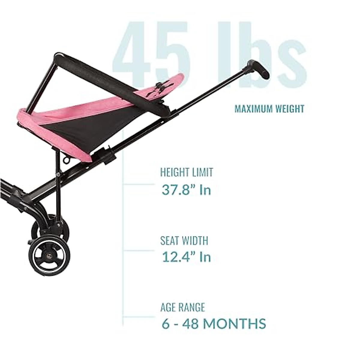 Dream On Me Coast Rider Umbrella Stroller, Lightweight Stroller with Compact Fold, One Hand Easy Fold Baby Stroller, Removable Canopy, Adjustable Handle and Soft-Ride Wheels, Pink