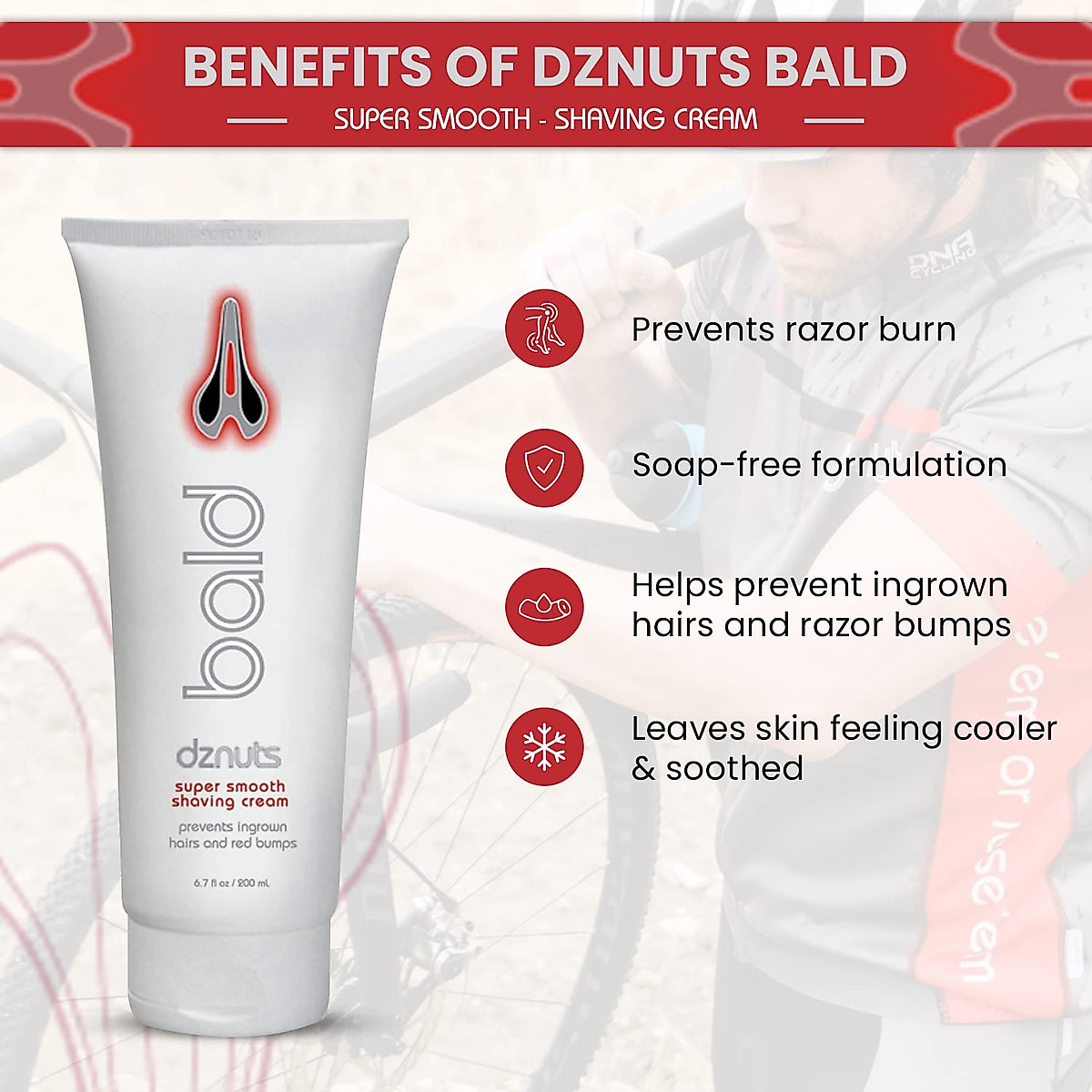 dznuts - Bald Super Smooth Shaving Cream - Prevents Razor Burns, Ingrown Hairs, Cooled and Moisturized Skin - 6.7 fl. oz, 3 Pack