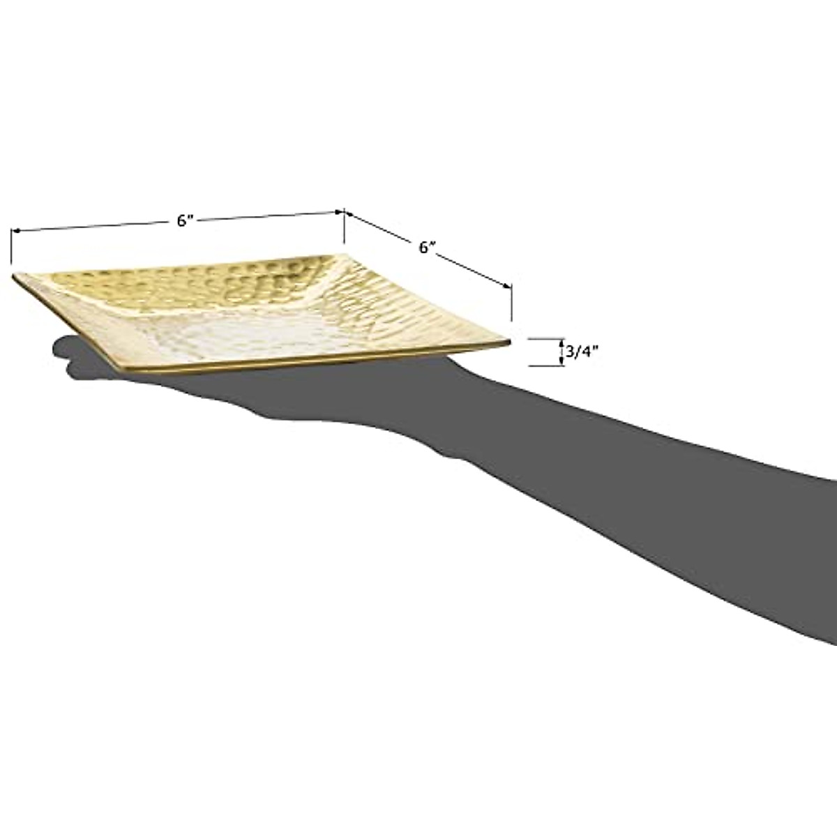 Red Co. Fancy Handcrafted Hammered Gilded Serving Tray, Square Centerpiece Platter, Gold Finish, Small Size, 6-inch