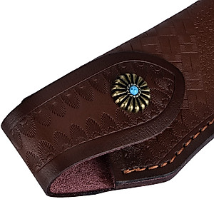 2024 4" Pocket Blade Holder Leather Sheath Case for Folding Blade Holder Belt Loop Case for Trapper